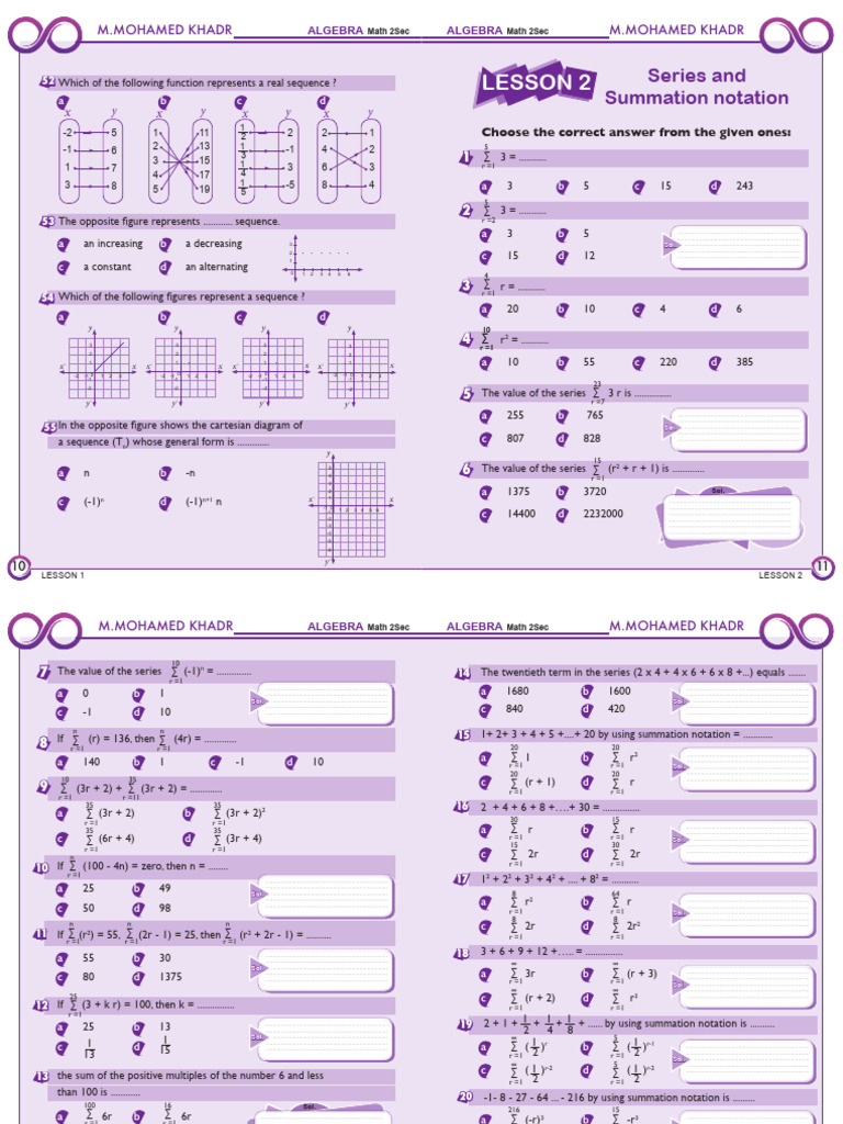 Lesson 2: Series and Summation Notation | PDF | Mathematics | Abstract ...