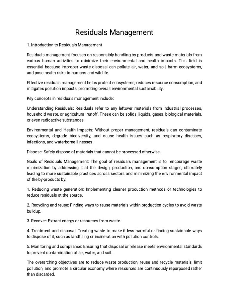 PulseCRM Residuals Management Guide | PDF | Waste | Water Pollution