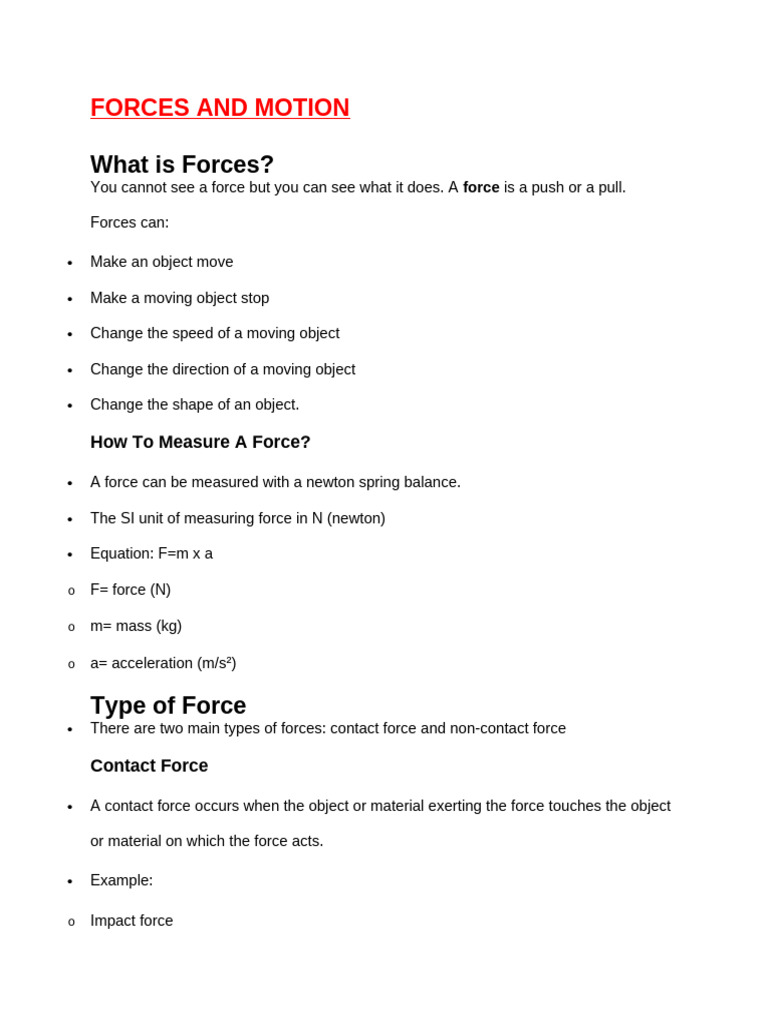 Forces and Motion | PDF | Density | Force
