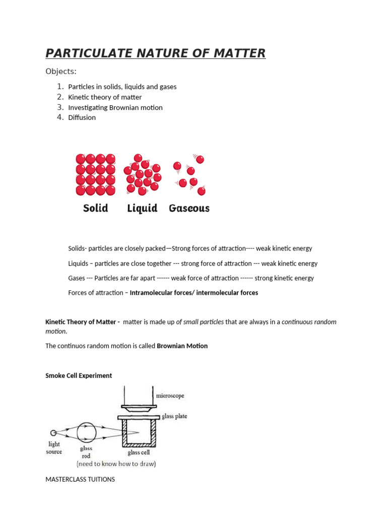 Particulate Nature of Matter | PDF | Gases | Diffusion