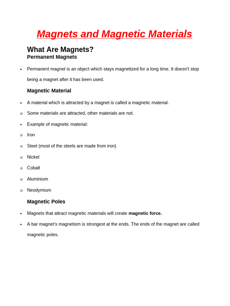 Magnets and Magnetic Materials | PDF | Magnet | Magnetism