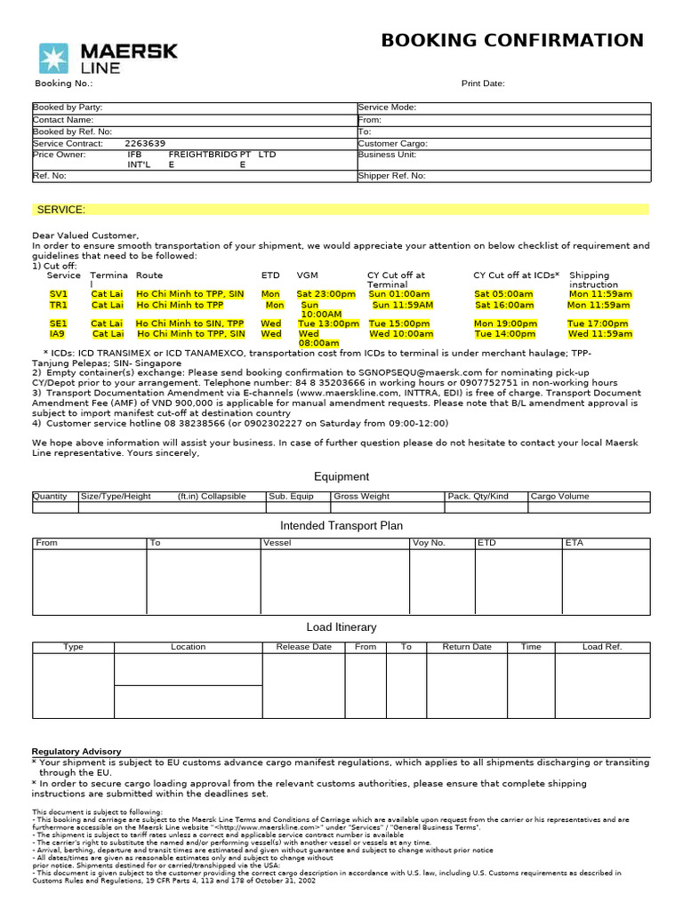 MAERSK | PDF | Cargo | Freight Transport