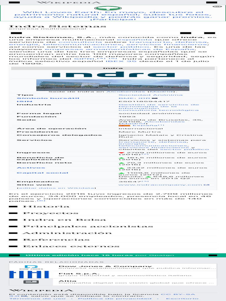 Indra Sistemas - Wikipedia, La Enciclopedia Libre | PDF