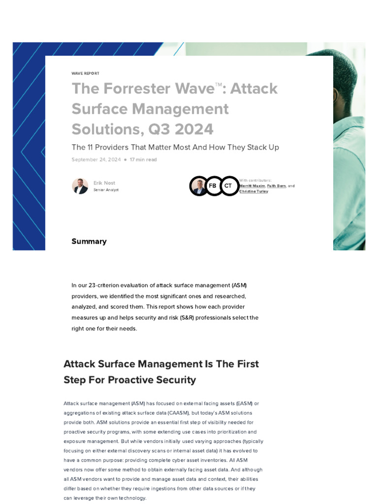 Q3 2024 Forrester Wave Attack Surface MGT | PDF | Computer Security | Security