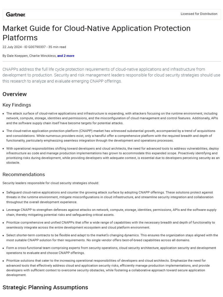 2024 Gartner Market Guide For CNAPPs | PDF | Cloud Computing | Computer ...