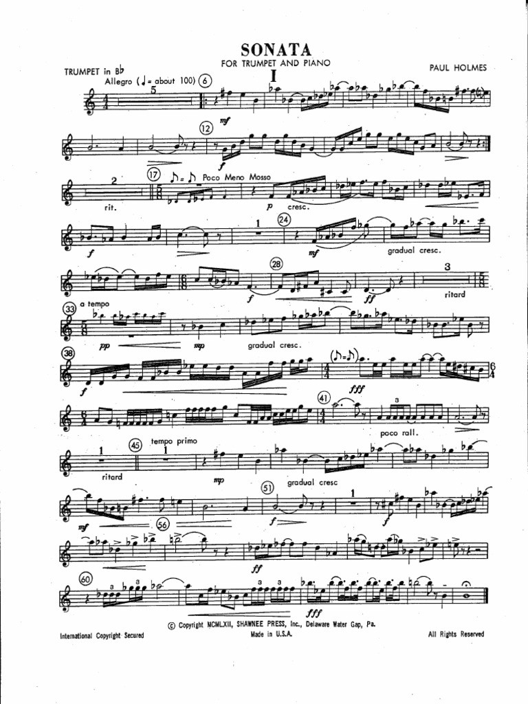 Holmes - Sonata for Trumpet and Piano | PDF | Musical Forms | Elements ...