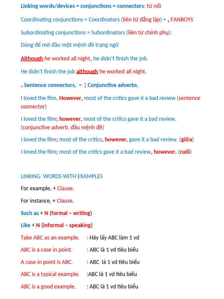 Linking Words Explanation | PDF
