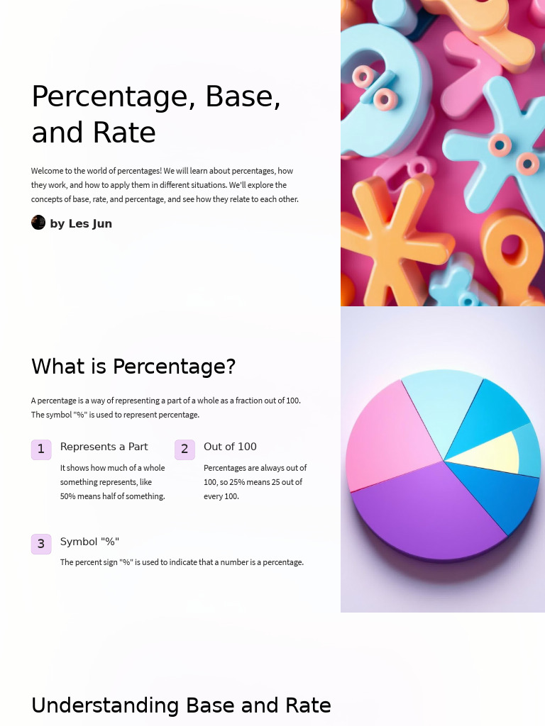 Percentage Base and Rate | PDF | Percentage | Arithmetic