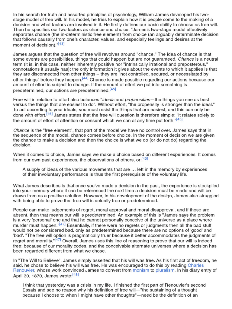 James's Two-Stage Free Will Model | PDF | Free Will | William James