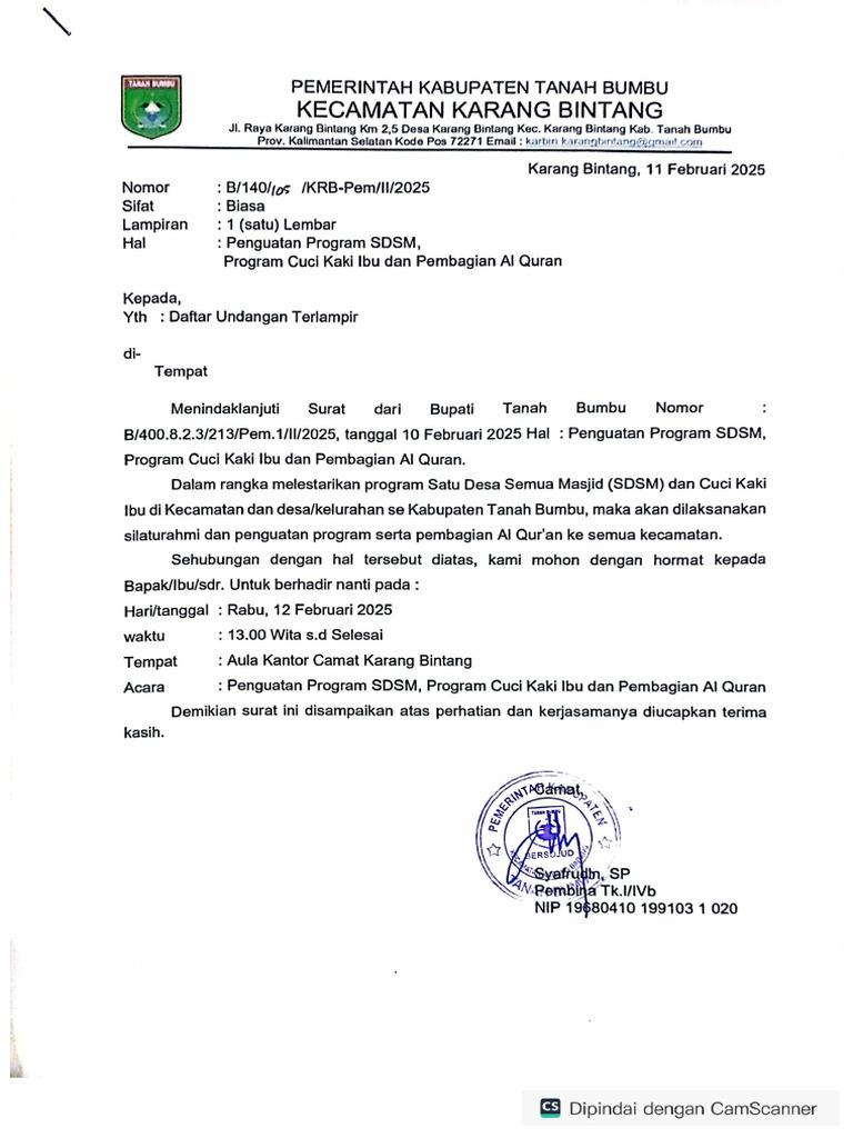 Undangan Penguatan Program SDSM, Program Cuci Kaki Ibu Dan Pembagian ...