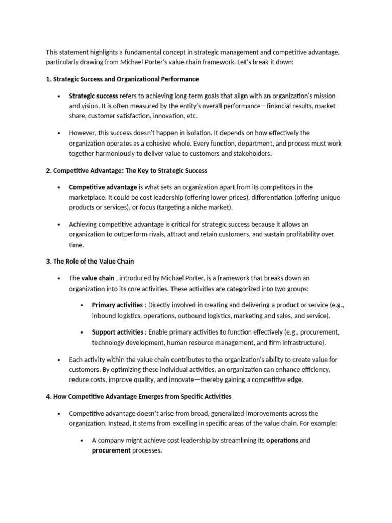 Strategic Success Vs Competitive Advantage | PDF | Competitive ...