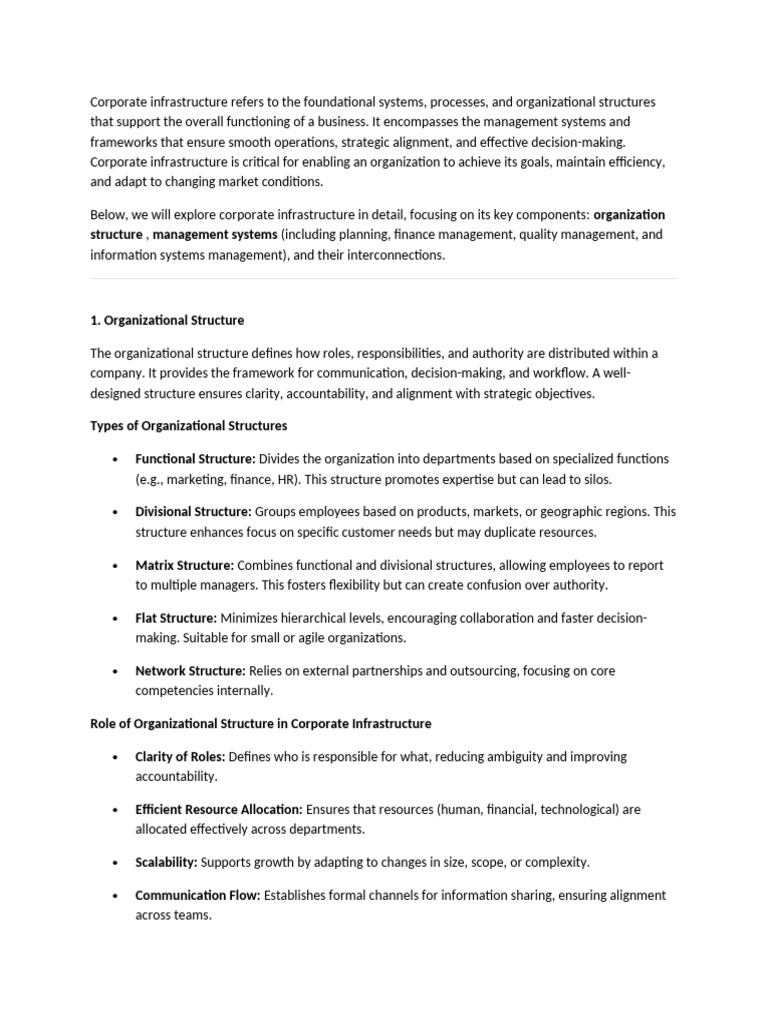 Understanding Corporate Infrastructure | PDF | Organizational Structure ...