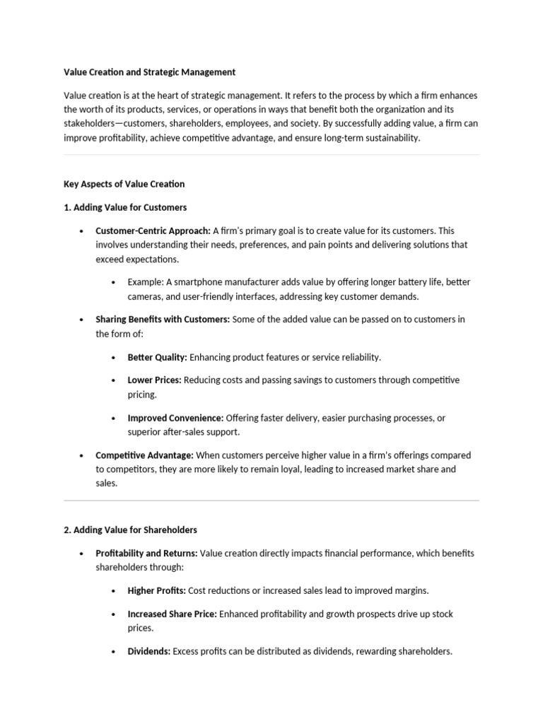 23.Value Creation and Strategic Management | PDF | Strategic Management ...