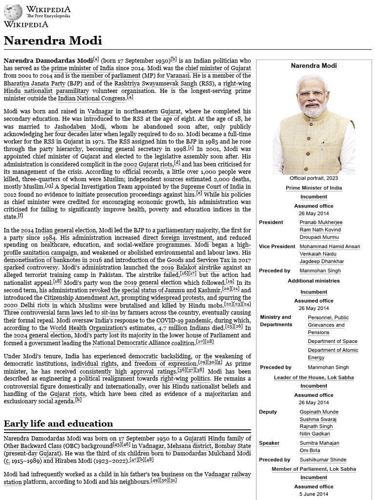 Narendra Modi | PDF | Narendra Modi | Bharatiya Janata Party