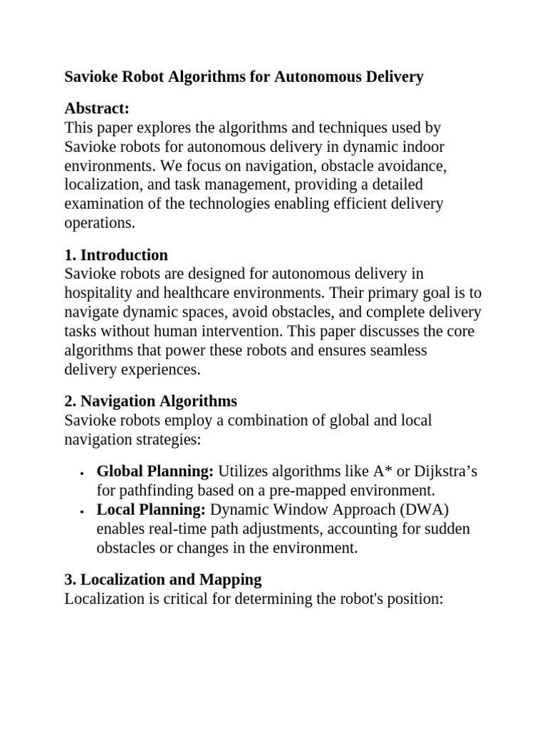 Savioke Robot Algorithms for Autonomous Delivery | PDF | Robot | Robotics