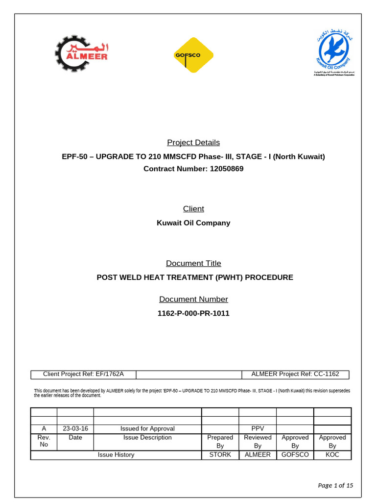 PWHT 1162 - P-000-PR-1011 | PDF