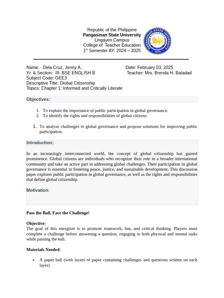 global-citizenship-DP | PDF | Sustainability | Global Governance