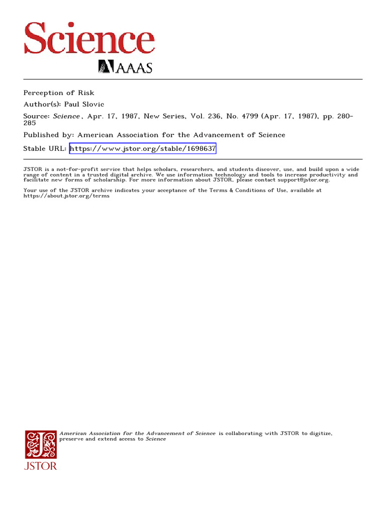 Slovic PerceptionRisk 1987 | PDF