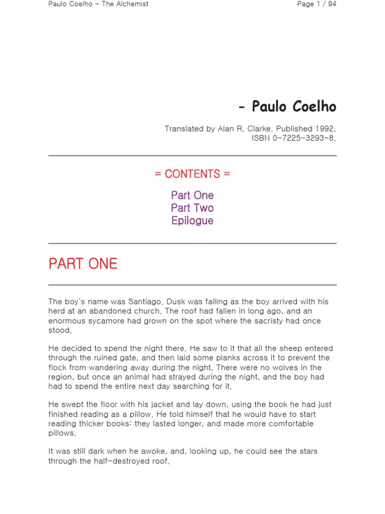 The Alchemist Paulo Coelho English PDF | PDF | Novels | Novels Adapted ...