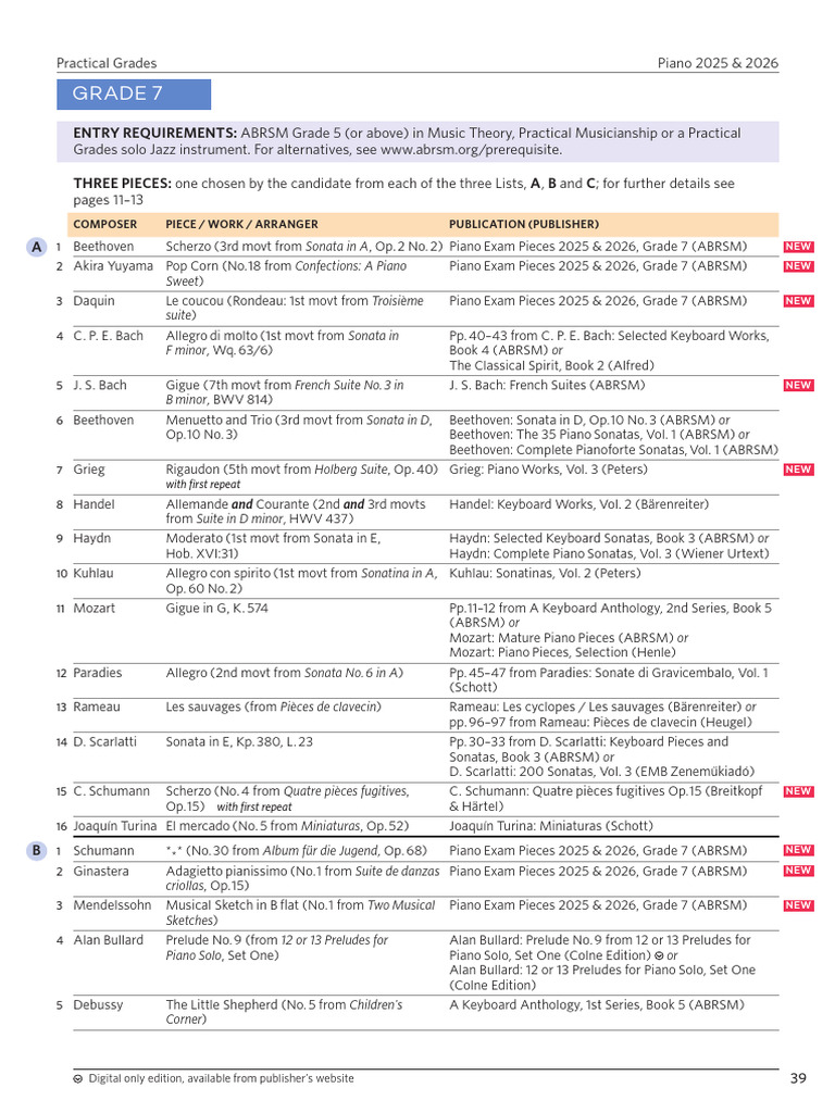 Piano 2025 & 2026 Prac Syllabus 20240524 - Access | PDF | Sonata | Suite (Music)