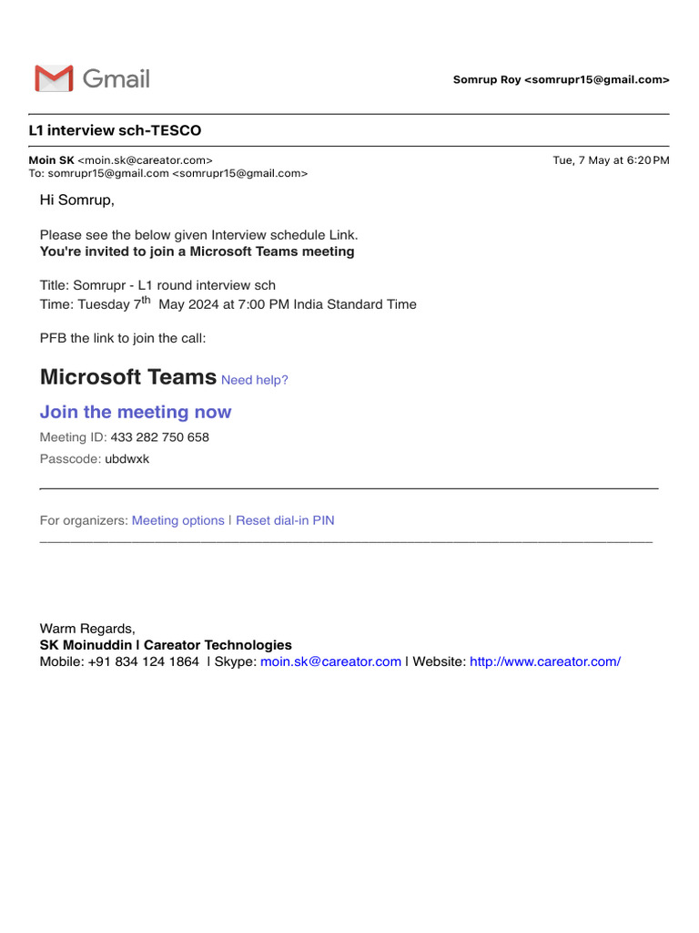 L1 interview sch-TESCO | PDF