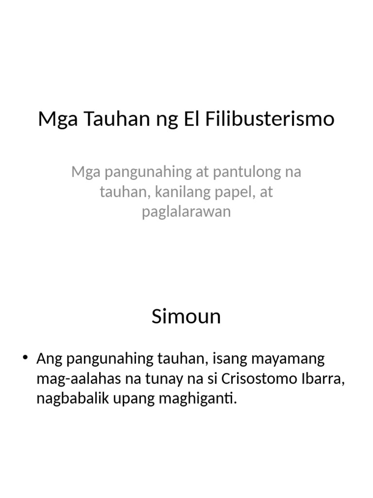 El Filibusterismo Characters Presentation | PDF