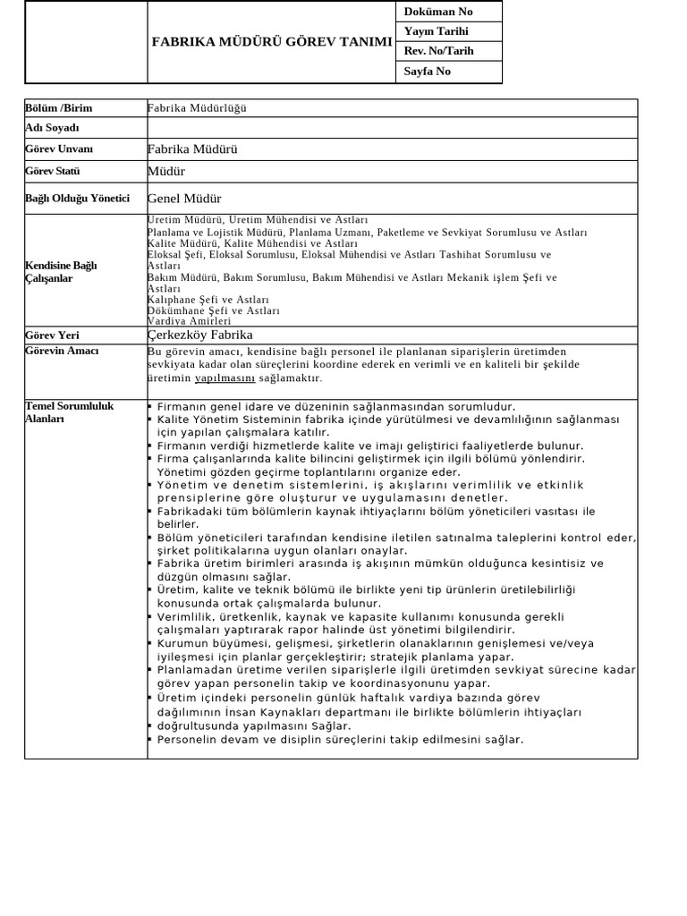 Görev Tanimlari | PDF
