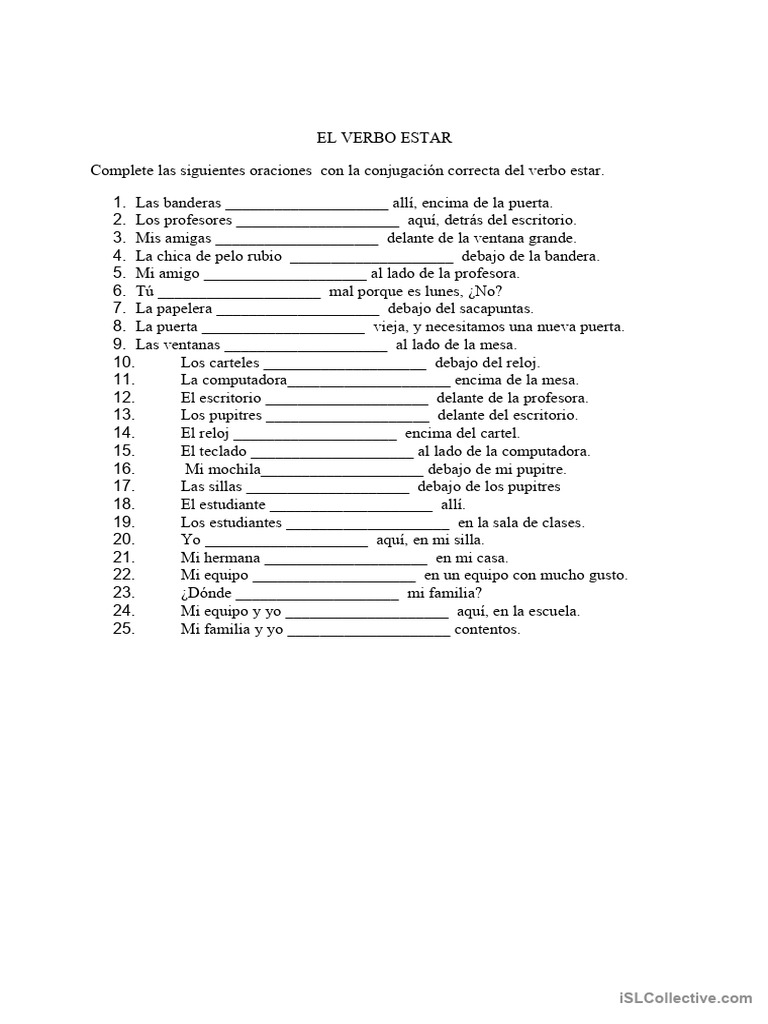 El Verbo Estar en El Presente | PDF