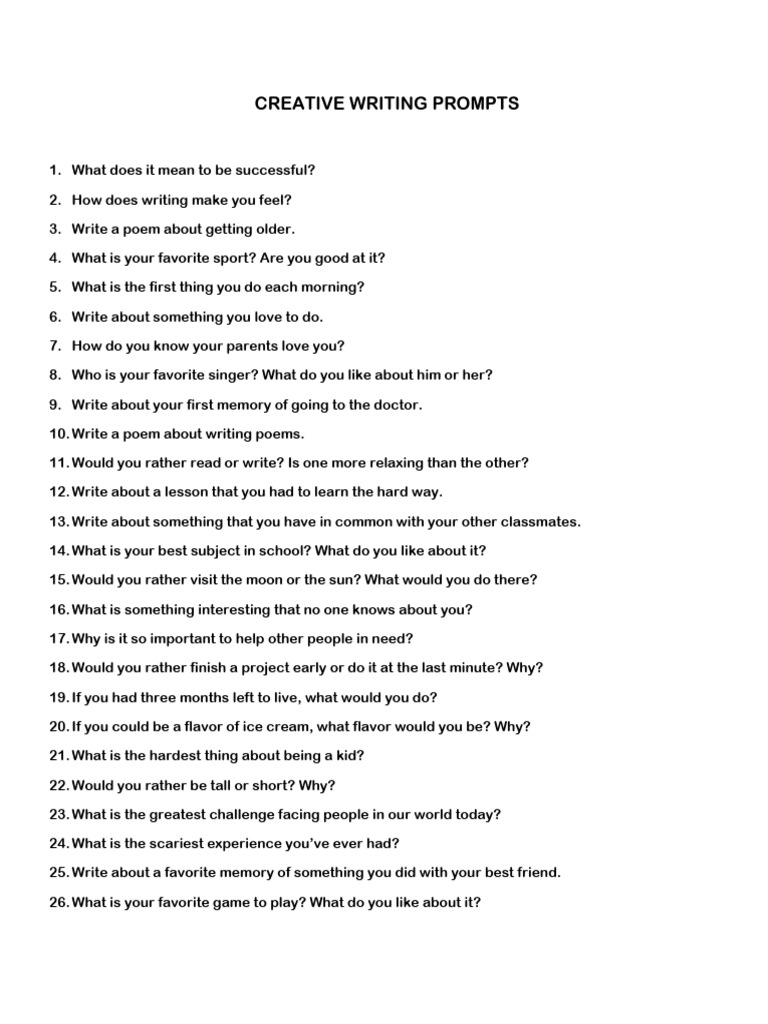 Creative Writing Prompts | PDF