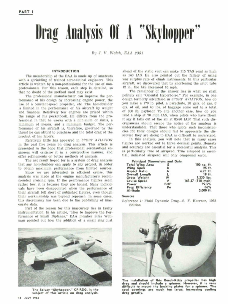 Drag Analysis of A Skyhopper | PDF | Drag (Physics) | Thrust