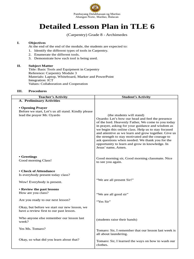 Detailed Lesson Plan Demo | PDF