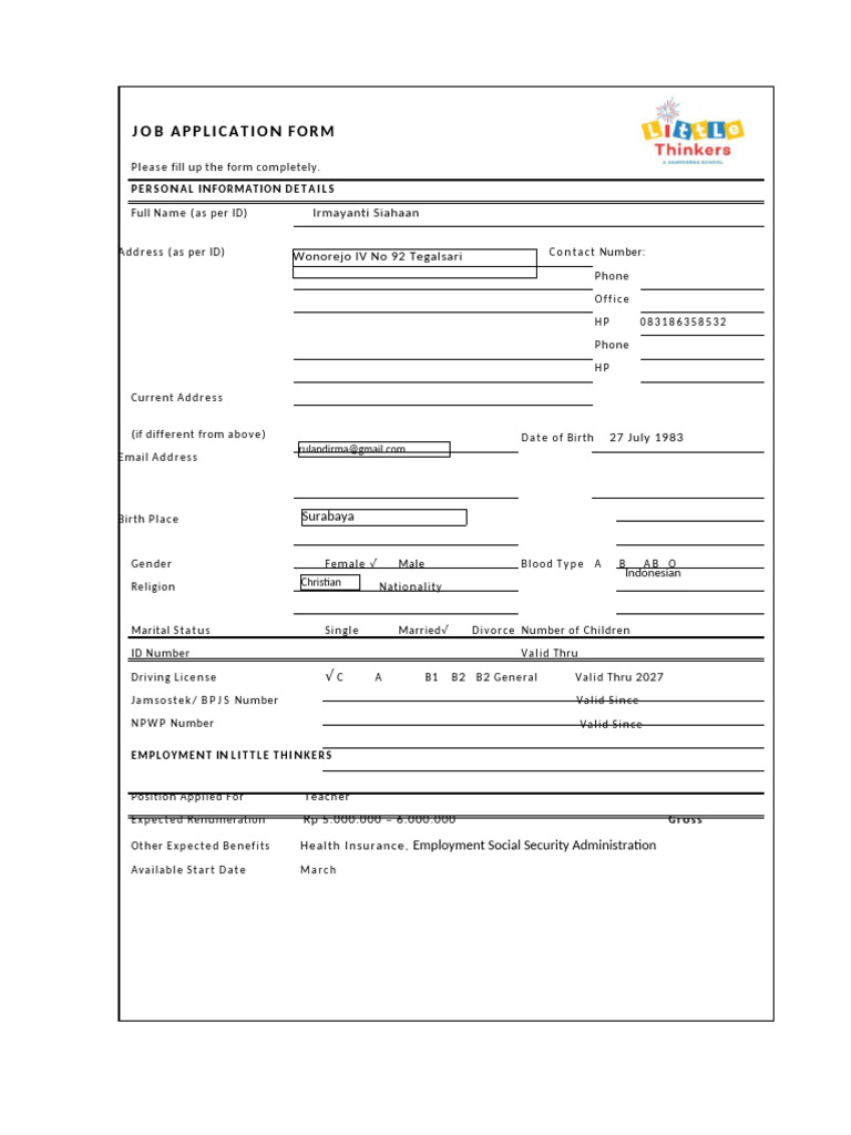 Little Thinkers Application | PDF | Teachers | Lesson Plan
