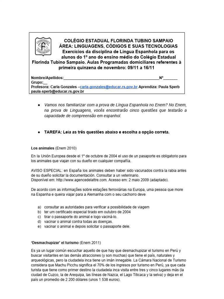 Aula Programada 09 11 A 16 11 | PDF