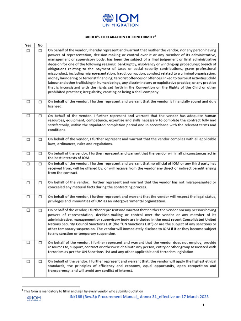 Annex 31 - TMP - Declaration of Conformity | PDF | Justice | Crime ...