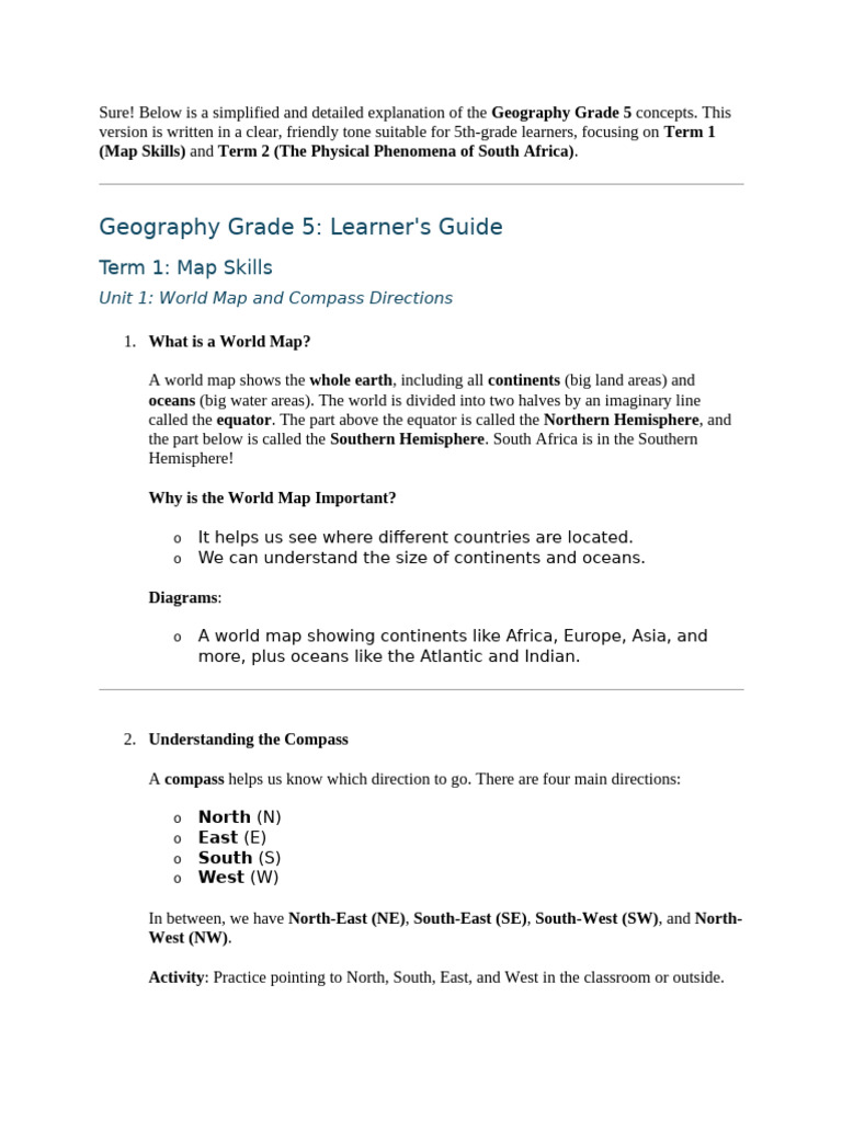 Geography Grade 5 Notes 1 | PDF | Mountains | Earth Sciences