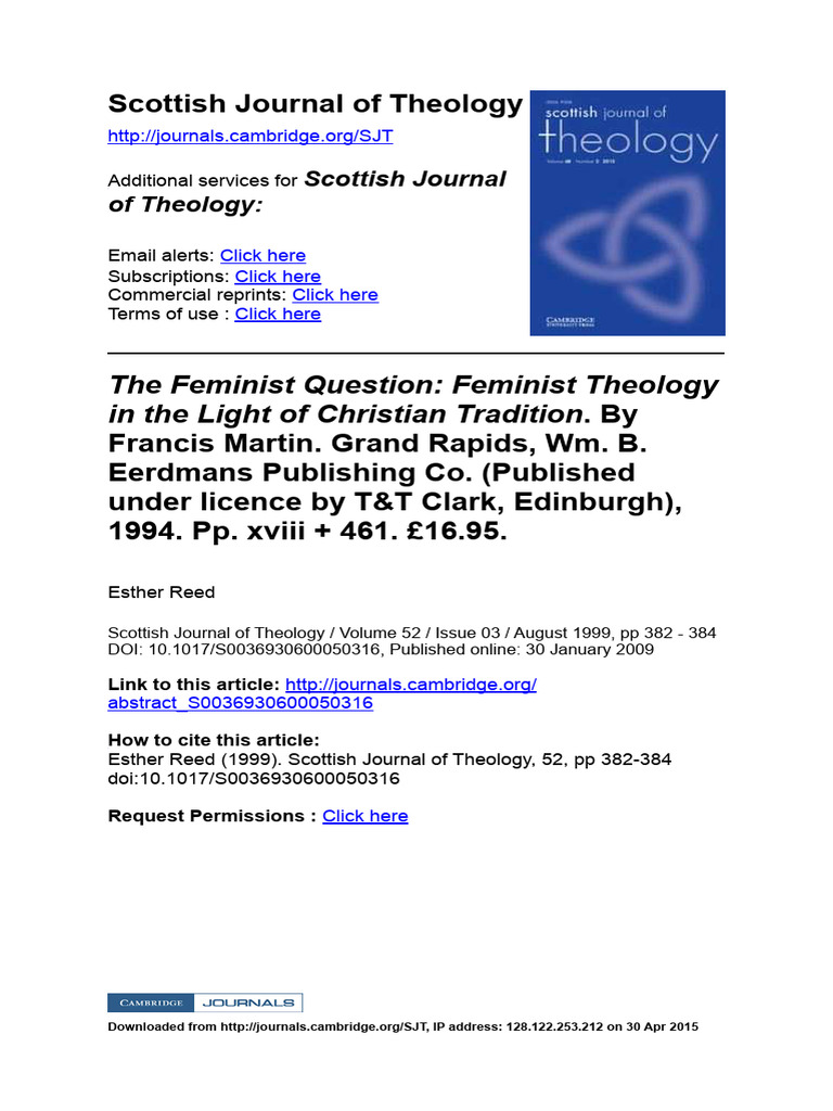 The_Feminist_Question_Feminist_Theology | PDF | Feminism | Gender Studies