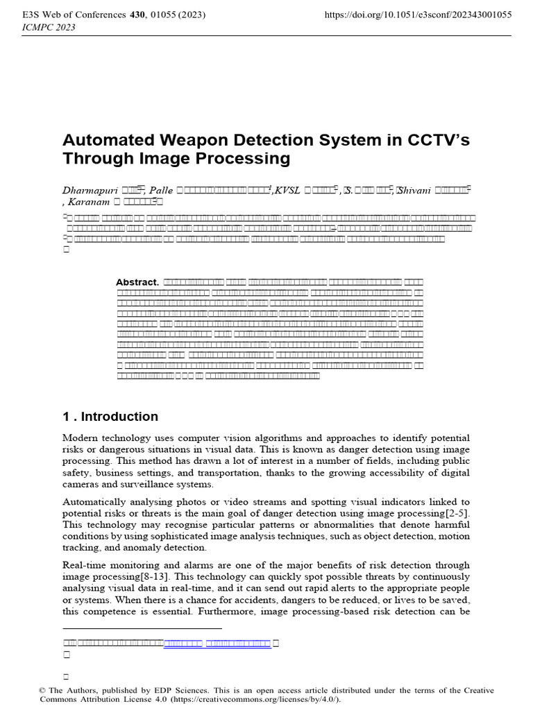 Automated Weapon Detection System in CCTVs Throug | PDF | Closed ...