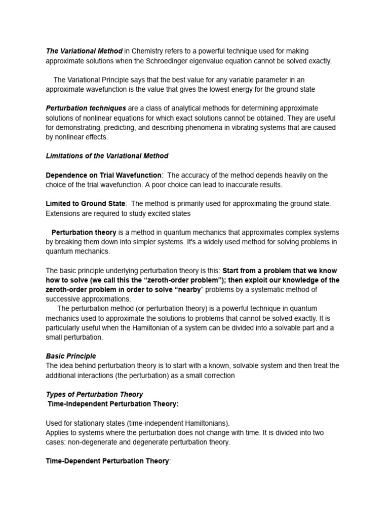 Variational and Perturbational Method | PDF | Perturbation Theory (Quantum Mechanics) | Quantum ...