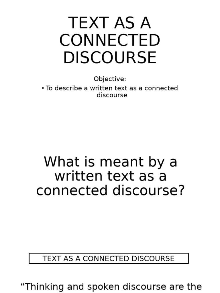 RW - Lesson 1 - Text As Connected Discourse | PDF