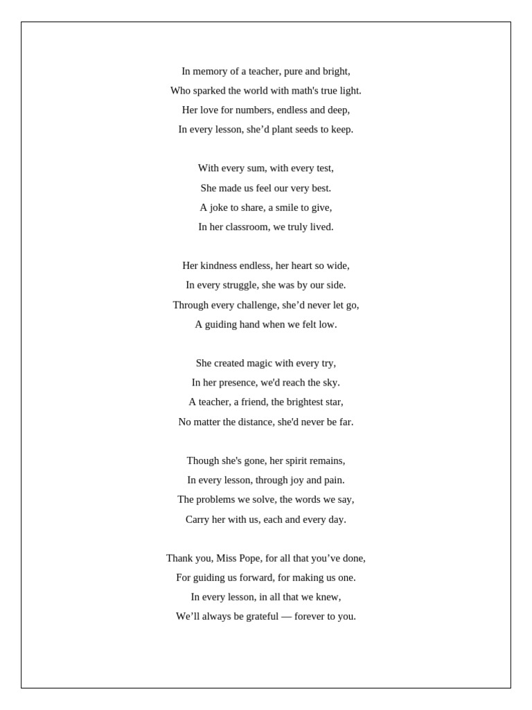 Class Poem | PDF
