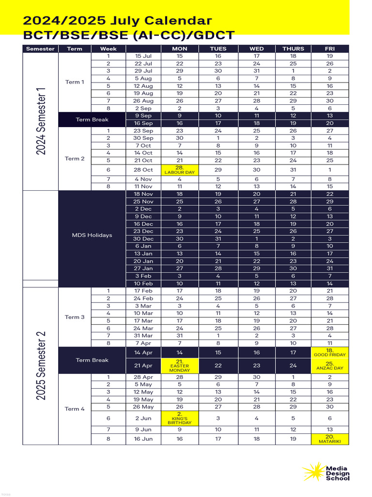 Academic Calendar - JULY 2024 BCT BSE GDCT | PDF