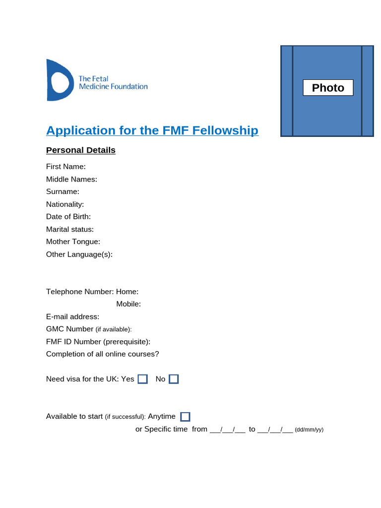 FMF Fellowship Application Form | PDF