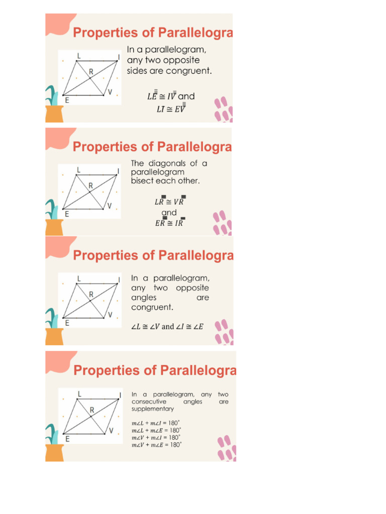 Properties of Parallelogram | PDF
