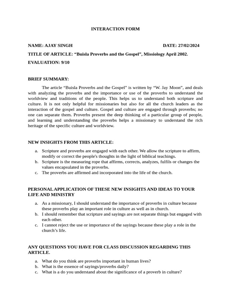 Interaction Form 3 (Article 3) | PDF