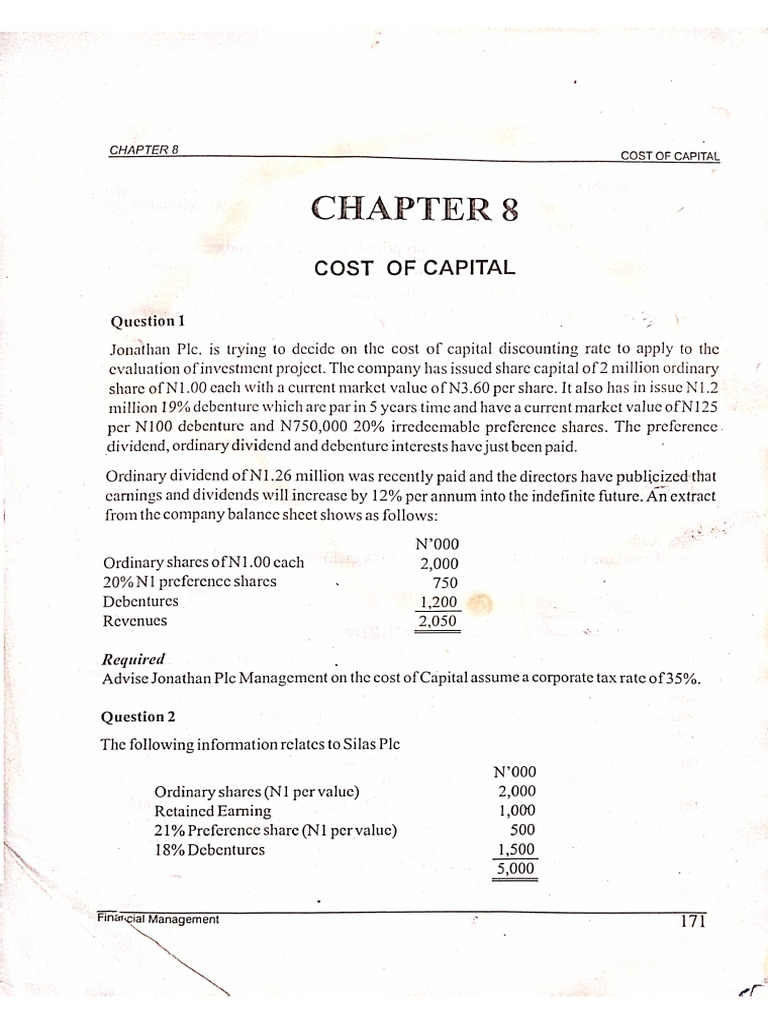 Practice Questions On Cost of Capital | PDF