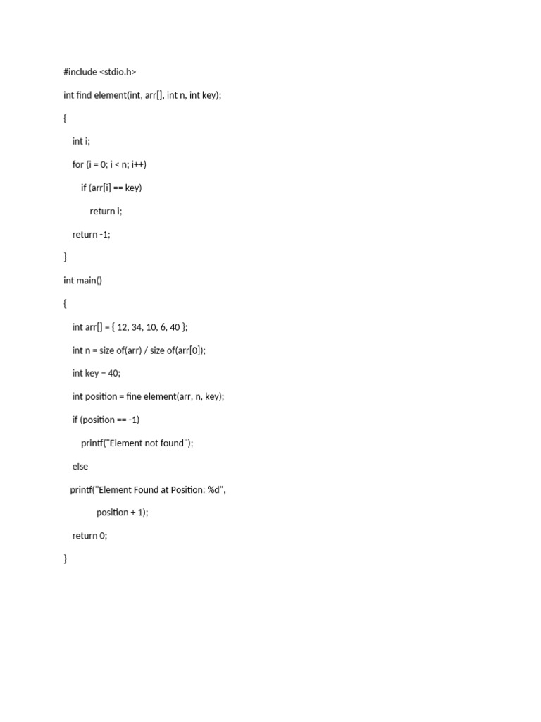 C Program to Find Element in Array | PDF