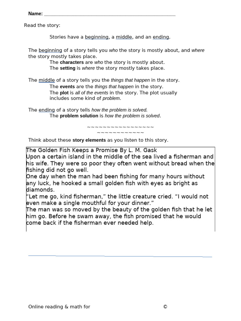 K-5 Story Elements Worksheet | PDF