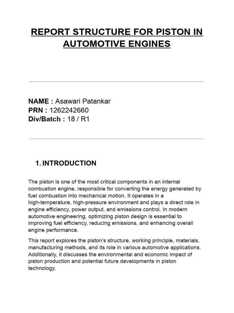 Asawari Patankar CAM Assignment 1 | PDF | Piston | Internal Combustion Engine