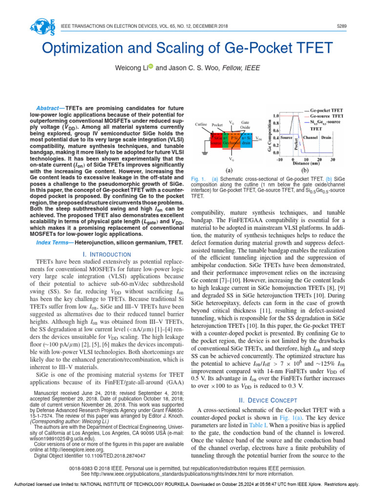Optimization and Scaling of Ge-Pocket TFET | PDF | Field Effect Transistor | Doping (Semiconductor)