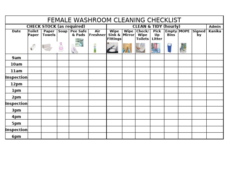 Female Washroom Cleaning Guide | PDF